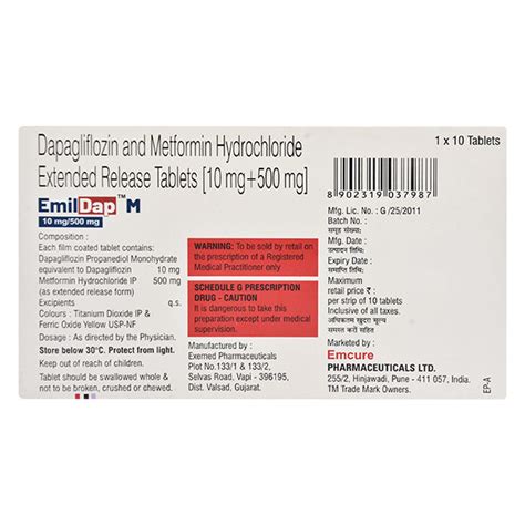 Buy EMILDAP M 10 500 Tablet 10 S Online At Upto 25 OFF Netmeds