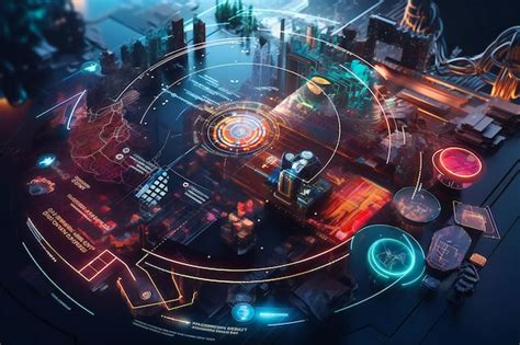 Premium Photo A User Skillfully Navigates Intricate Circular Diagrams On A Virtual Screen