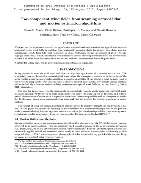 Pdf Two Component Wind Fields From Scanning Aerosol Lidar And Motion Estimation Algorithms