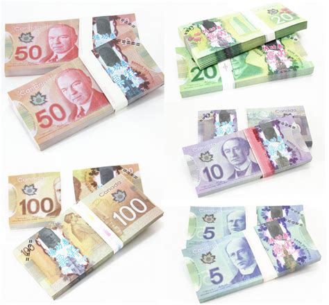 Canadian Dollar Cad Banknotes Paper Play Money Movie Props Coin Souvenir