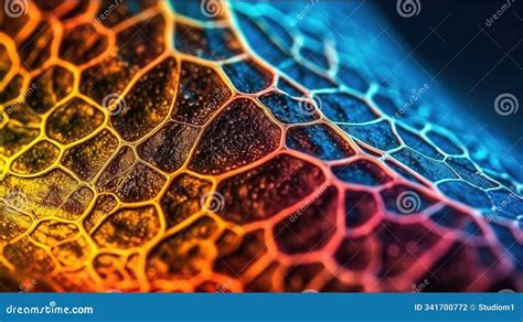 Cellular Or Membrane Structure Of Tissue Under The Microscope At High Magnification