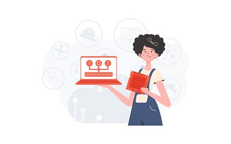 소녀는 노트북과 프로세서 칩을 손에 들고 있습니다 사물 인터넷 개념 벡터 Cpu에 대한 스톡 벡터 아트 및 기타 이미지 Cpu 개념 관리자 Istock