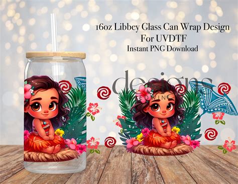 16 Oz Libbey Glass Can Uvdtf Wrap Design Cute Cartoon Character Etsy