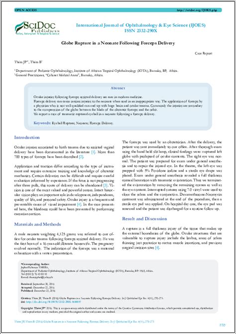 Pdf Globe Rupture In A Neonate Following Forceps Delivery Case Report