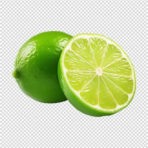 투명한 배경에 고립된 신선한 초록색 라임 슬라이스 프리미엄 Ai 생성 Psd