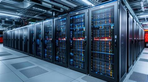 A Large Room With Many Computer Servers Premium Ai Generated Image