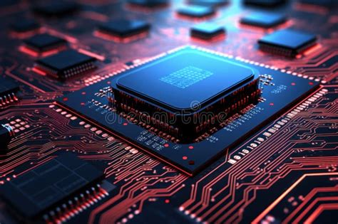 Avant Garde Neon Microprocessor Data Magnified Generate Ai Stock Image