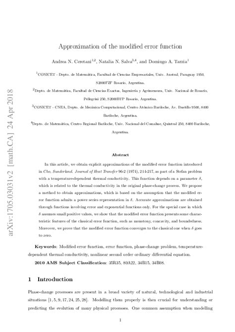 Pdf Approximation Of The Modified Error Function