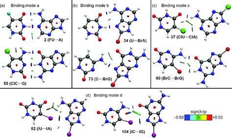 intra and intermolecular nciplot isosurfaces in several halogenated