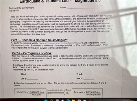 Today You Will Be Seismologists Analyzing And Chegg