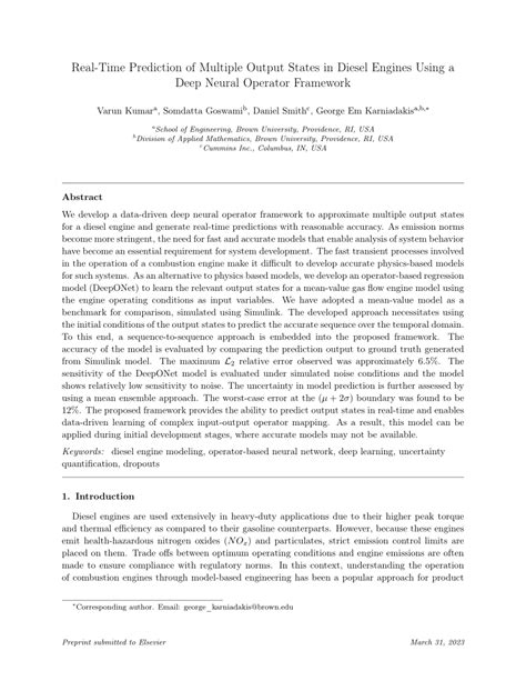 Pdf Real Time Prediction Of Multiple Output States In Diesel Engines