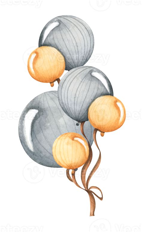 Air Balloons Watercolor Illustration For Postcard Invitation Banner
