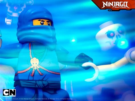 The Lego Ninja Is Standing In Front Of A Blue Background With An Evil