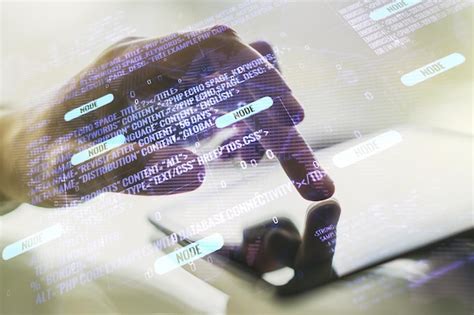 premium photo multi exposure of abstract programming language