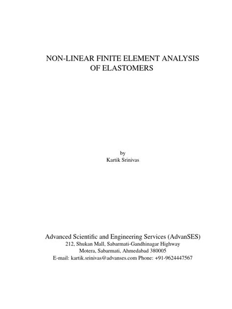 Non Linear Fea Of Elastomers Pdf Deformation Engineering Least Squares