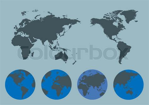 World Map And Compass Of Vector Stock Vector Colourbox