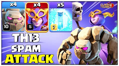 New Th13 Spam Attack Th13 Golem Super Witch Attack Strategy Best