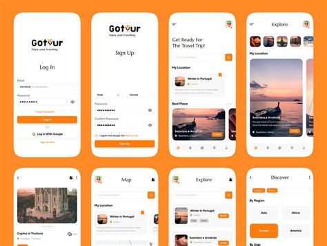 gotour travel app design — ui kits on ui8 app design travel app app ui design