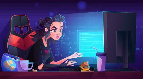 Software Programmer Girl Office Work Vector Design 24232446 Vector Art At Vecteezy