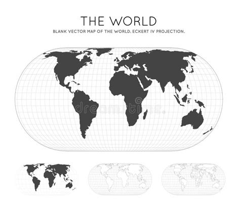 Map Of The World Eckert IV Projection Stock Vector Illustration Of