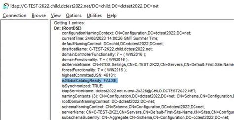 Isglobalcatalogready False Global Catalog Active Directory
