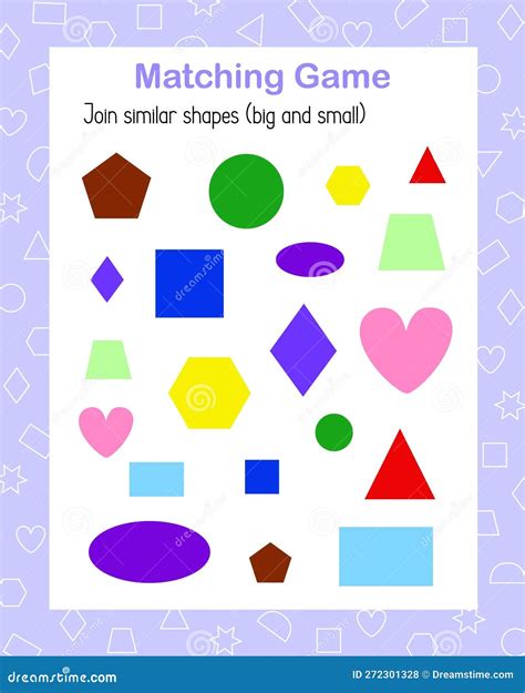 Big And Small Geometric Shapes Matching Game Colorful Images Vector