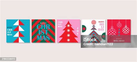 메리 크리스마스와 새해 복 많이 받으세요 트렌디 한 컨셉의 인사말 카드 컬렉션 크리스마스에 대한 스톡 벡터 아트 및 기타 이미지 크리스마스 결심 모던 양식 Istock