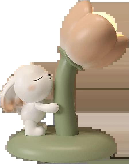 翻旧事 现代郁金香花朵小兔灯卧室台灯 花瓣网