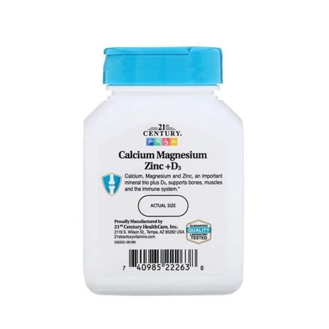 21st Century Calcium Magnesium Zinc D3 90 Tablets