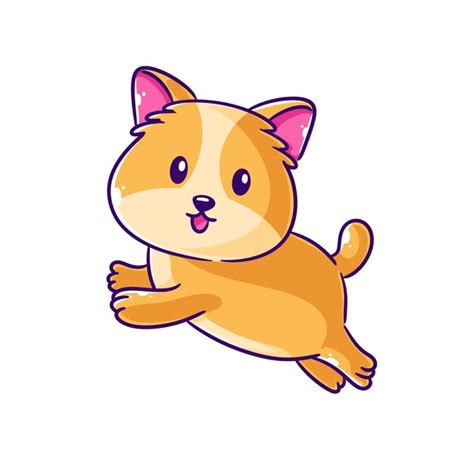 점프하고 웃는 귀여운 강아지 프리미엄 벡터