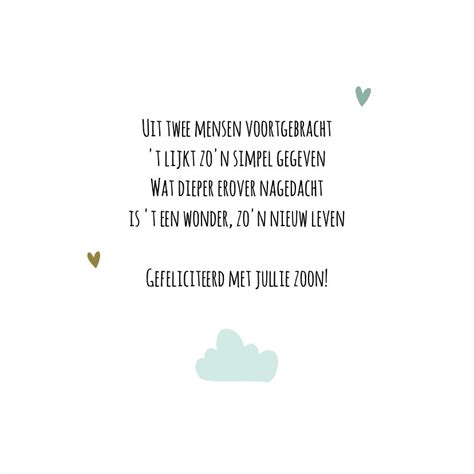 Felicitatiekaart Baby Boy Met Wolkjes Prachtige Woorden Geboorte Baby