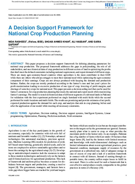Pdf A Decision Support Framework For National Crop Production
