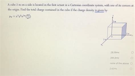 Solved A Cube 2 M On A Side Is Located In The First Octant