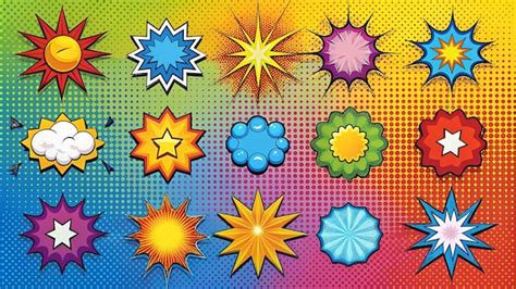Comic book sound blast bubbles cartoon icons | Premium AI-generated image
