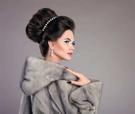 Beauty Fashion Model Girl In Mink Fur Coat Beautiful Woman Luxury