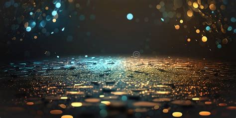 Creative Sparkling Dance Floor Stage Empty Podium Blue Golden
