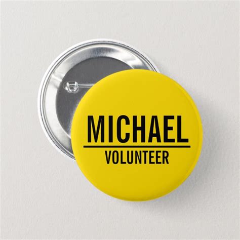 Yellow Volunteer Badge With Custom Name Au