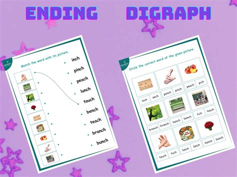 Phonics Digraph Ending Family Ch Sh Th Worksheets Etsy