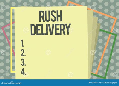 Word Writing Text Rush Delivery Business Concept For Urgency In Transporting Goods To Customer
