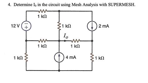 Solved Determine Io In The Circuit Using Mesh Analysis With Supermesh