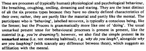 Systemic Functional Linguistics Behavioural Processes