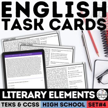 Digital English I II STAAR Literary Elements Task Cards For Google Forms