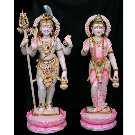Painted Hindu Lord Shiva Parvati Marble Statues For Worship At ₹ 45000