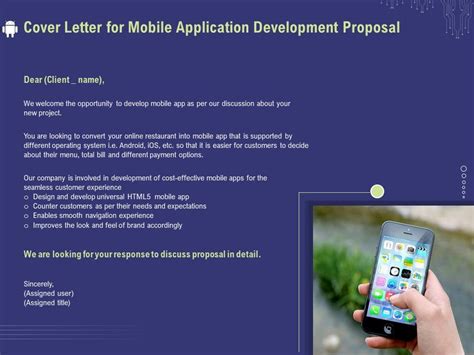 Develop Cellphone Apps Cover Letter For Mobile Application Development Proposal Ppt Powerpoint