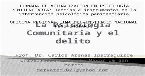 La Prevención De La Delincuencia Desde La Psicología Comunitariacf