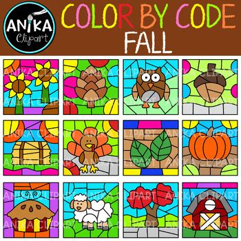 Fall Color By Code Clipart By Anika Clipart TPT