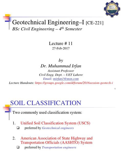 Lec 11 Uscs And Aashto Pdf Silt Sand