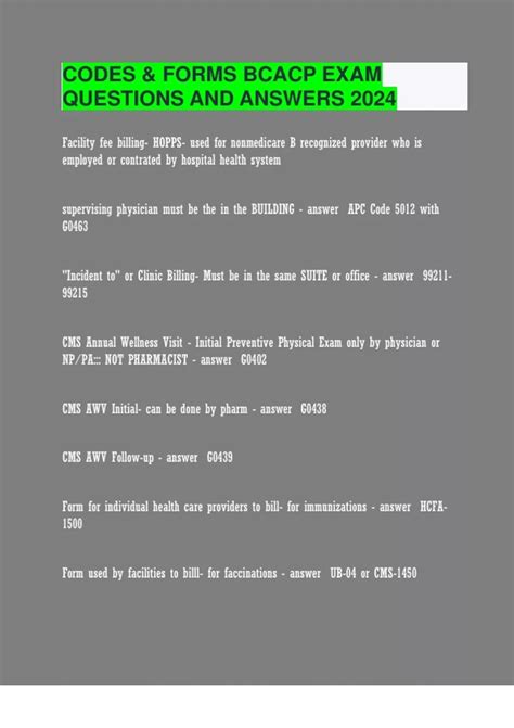 Codes And Forms Bcacp Exam Questions And Answers 2024 Bcacp Stuvia Us