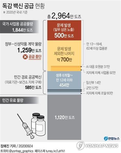 그래픽 독감 백신 공급 현황 연합뉴스