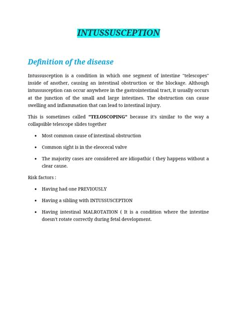 Intussusception Shaina L Garcia And Angelyn L Diampoc Pdf